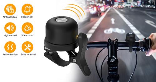 Ringklocka med integrerad Airtag-hållare för cykel hittar du på Digideal.se